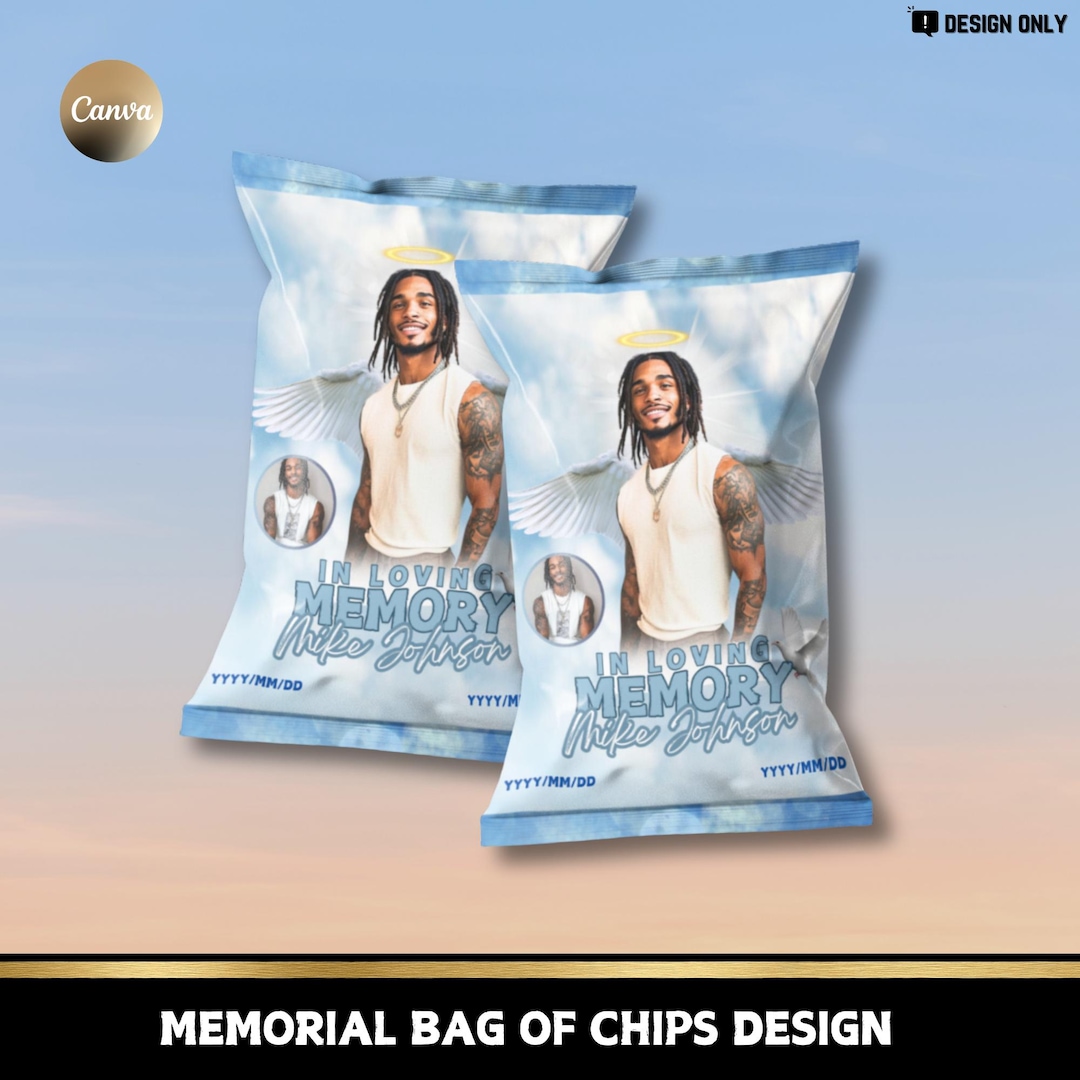 DIY Memorial Bag of Chips Label Design Template, Editable on Canva ...