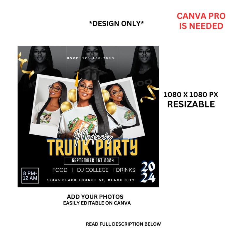 DIY Trunk Party Flyer Invitation Template, College Send off Invite ...