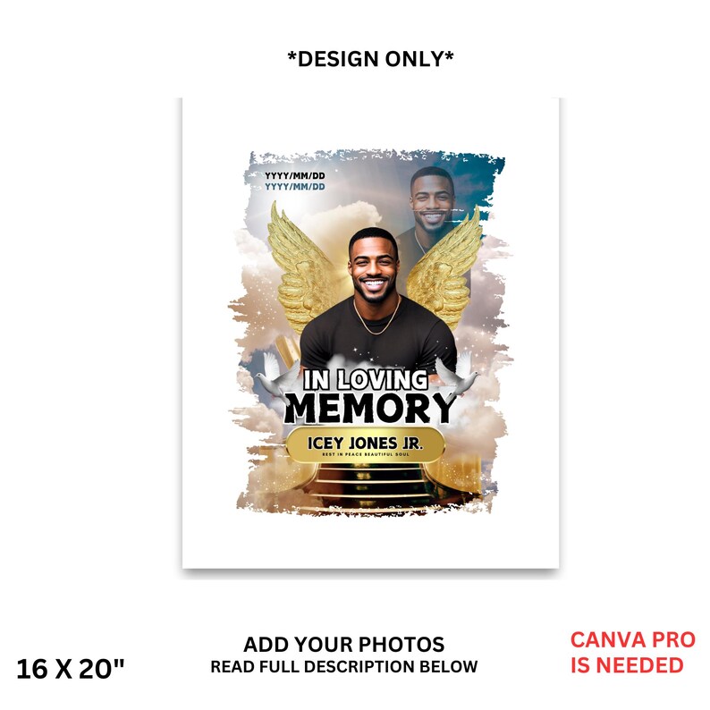 DIY Memorial T Shirt Design Template, Editable on Canva, Instant ...