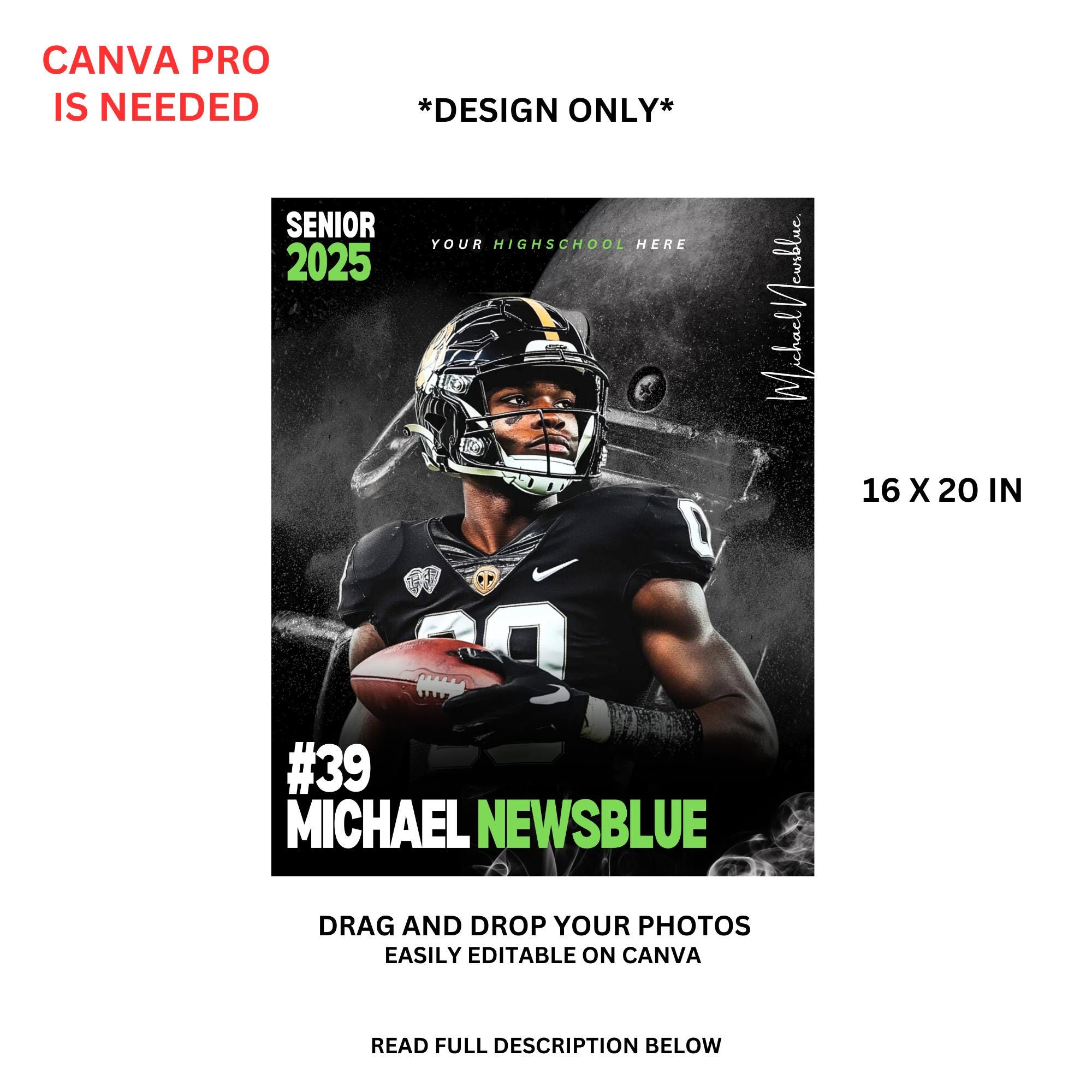 DIY Football Poster Template, Editable on Canva, Instant Download ...