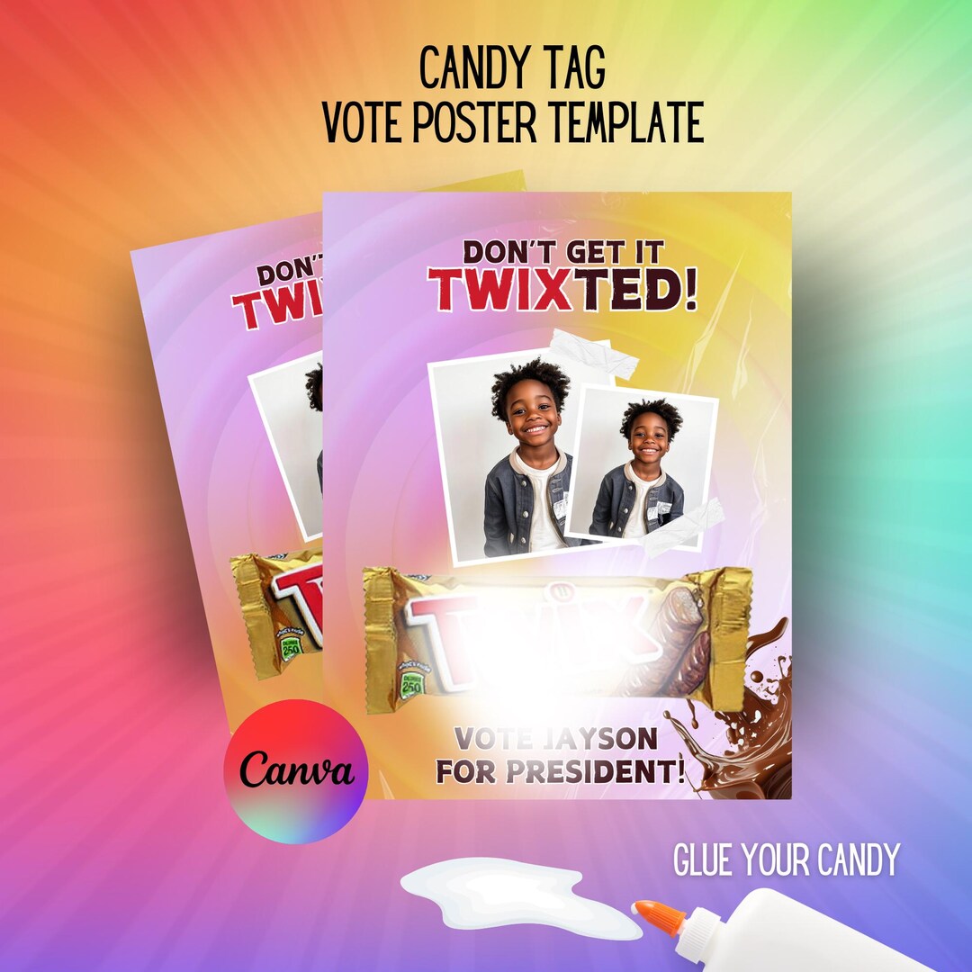 DIY Candy Tag Card Template, Election Poster, Vote for Me Class ...