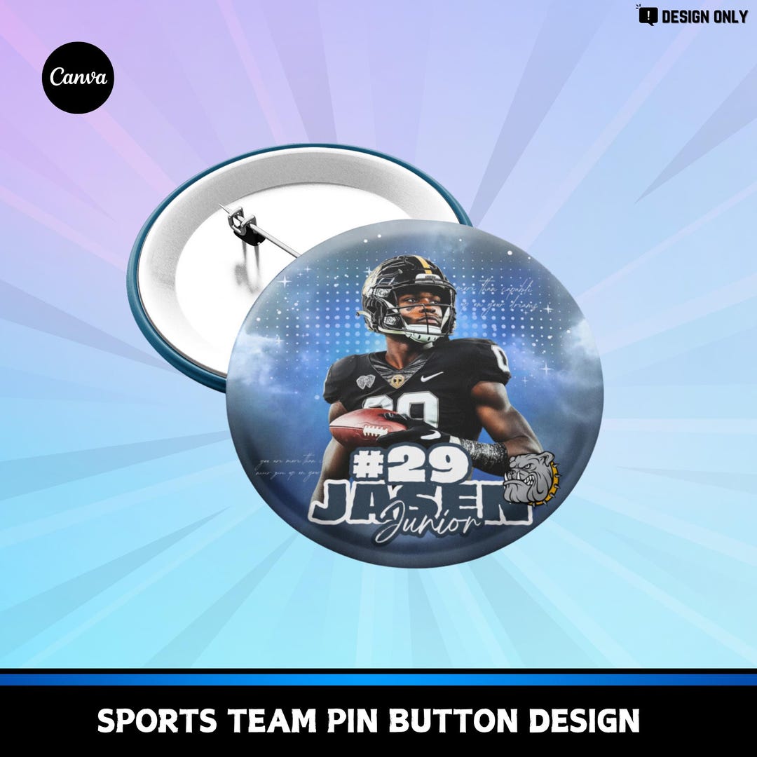 DIY Football Game Day Pinback Button Design Template, Editable on Canva ...