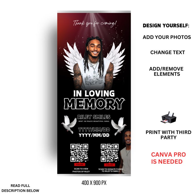DIY Retractable Memorial Banner Design Template, Editable on Canva ...
