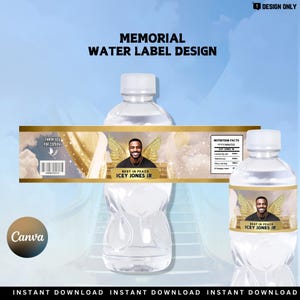 DIY Memorial Water Bottle Label Design Template, Editable on Canva ...