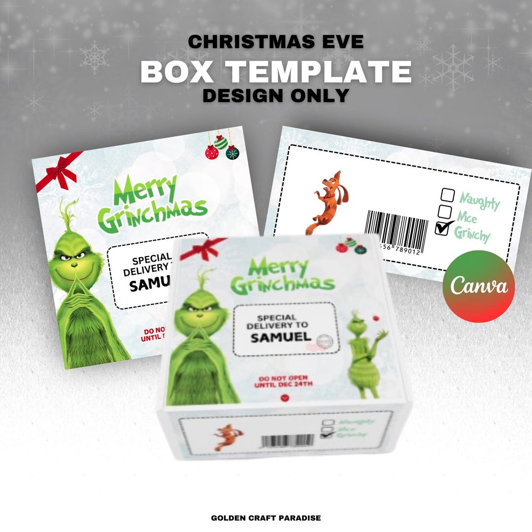 DIY Christmas Eve Box Template, Design Only, Editable on Canva ...