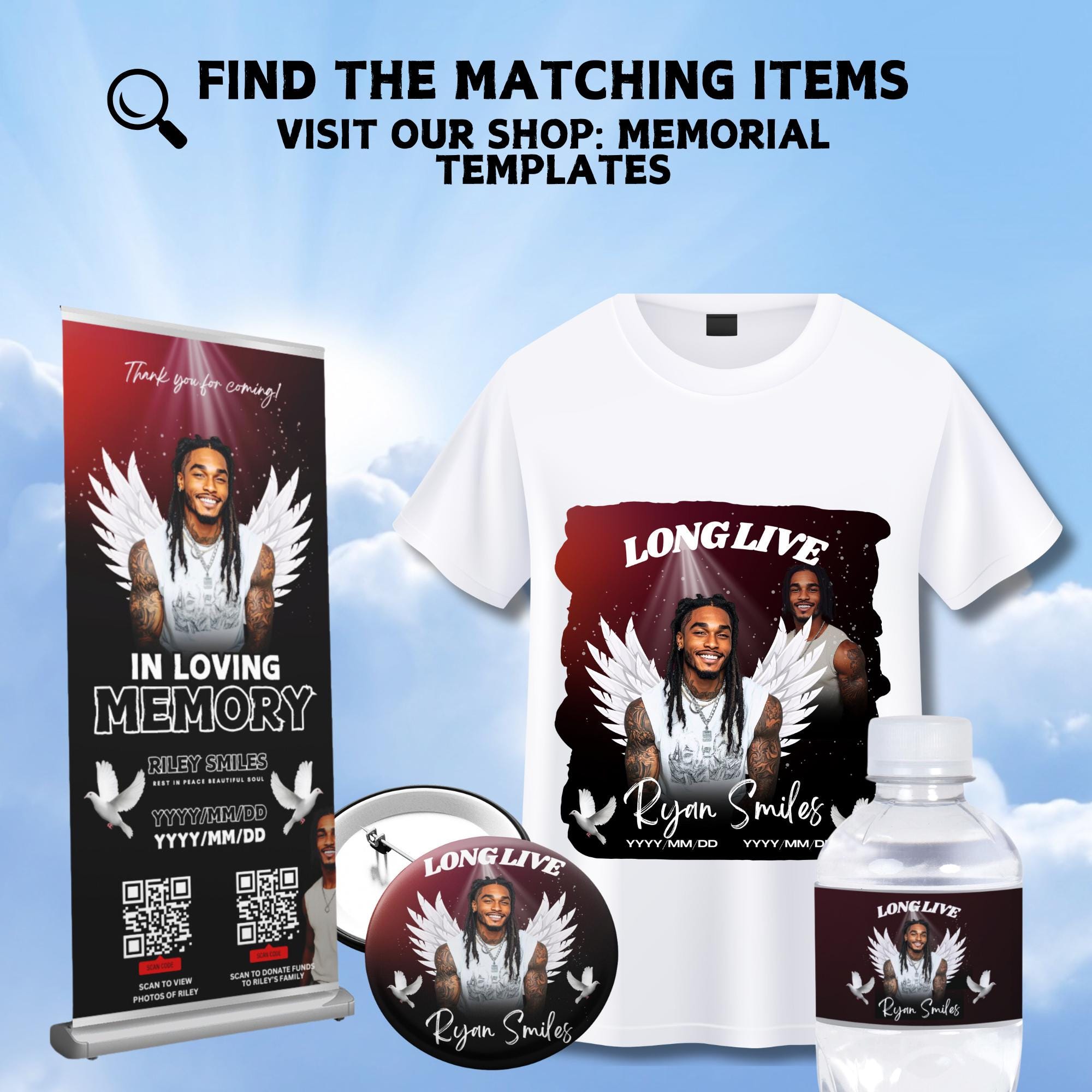 DIY Retractable Memorial Banner Design Template, Editable on Canva ...