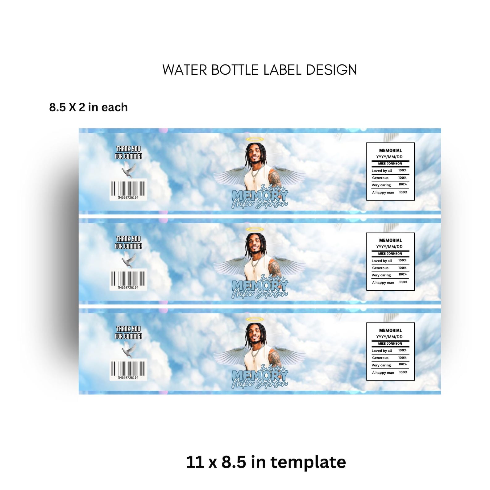 DIY Memorial Water Bottle Label Design Template, Editable on Canva ...