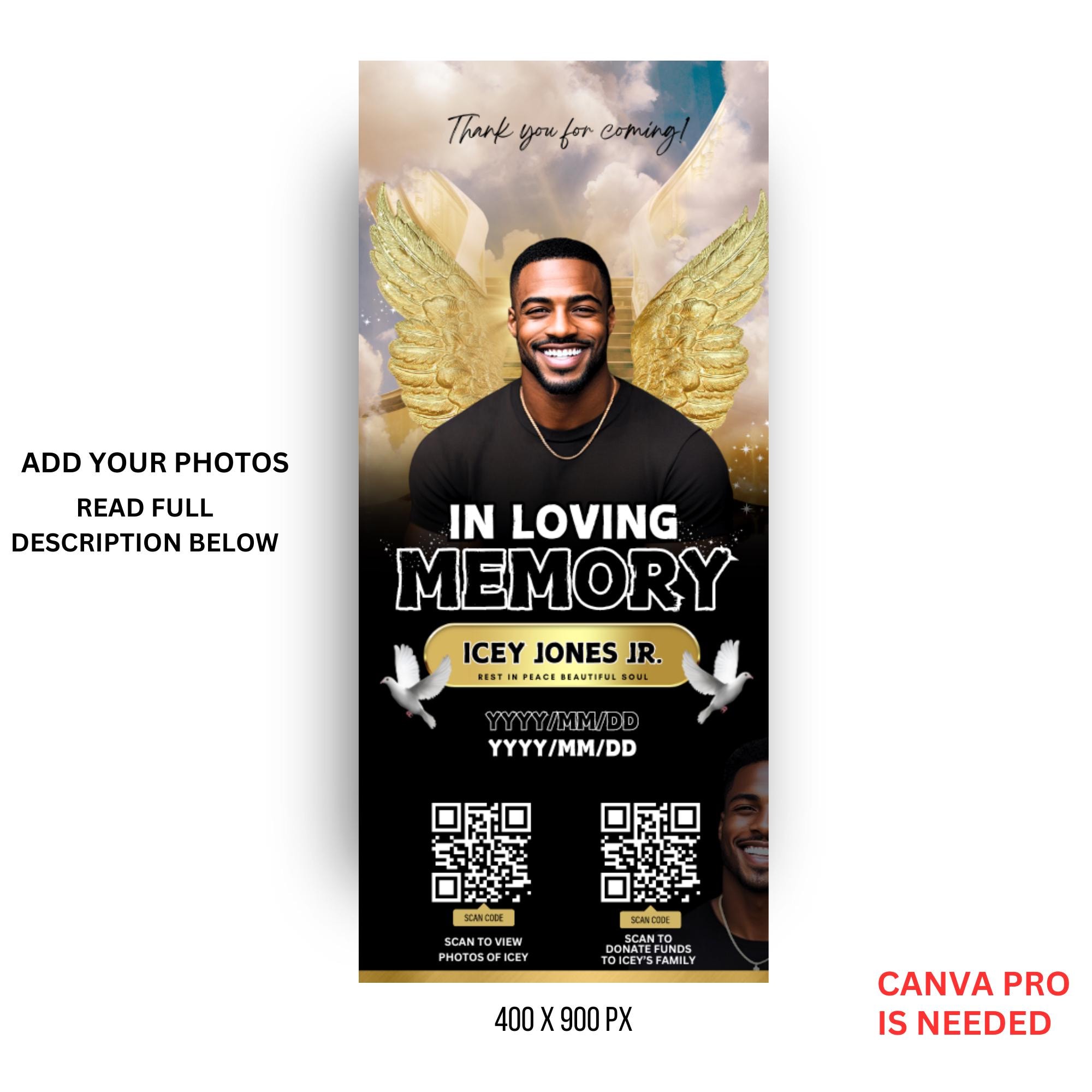 DIY Retractable Memorial Banner Design Template, Editable on Canva ...