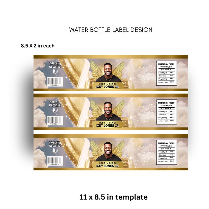 DIY Memorial Water Bottle Label Design Template, Editable on Canva ...