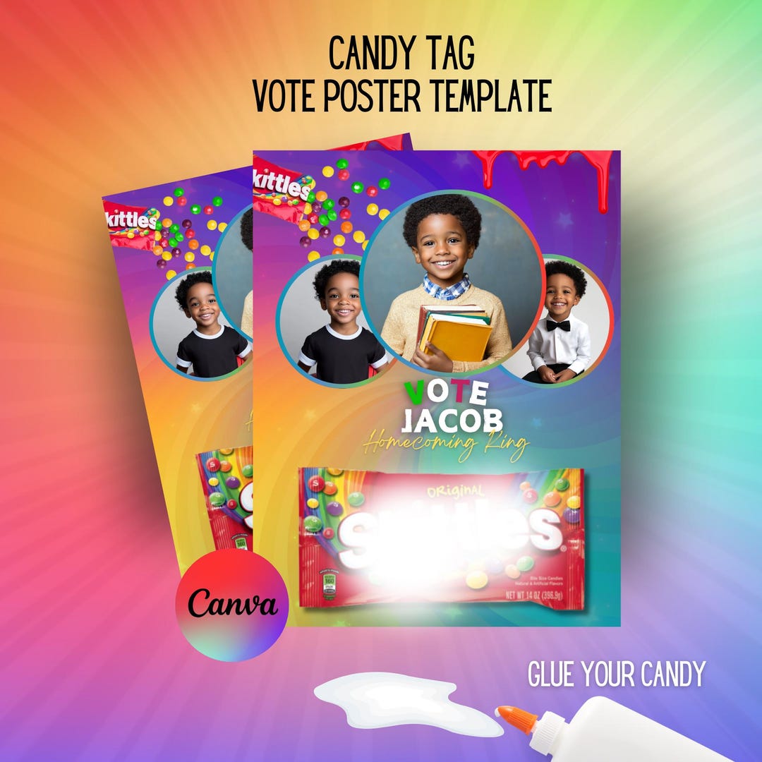DIY Candy Tag Card Template, Election Poster, Vote for Me Class ...