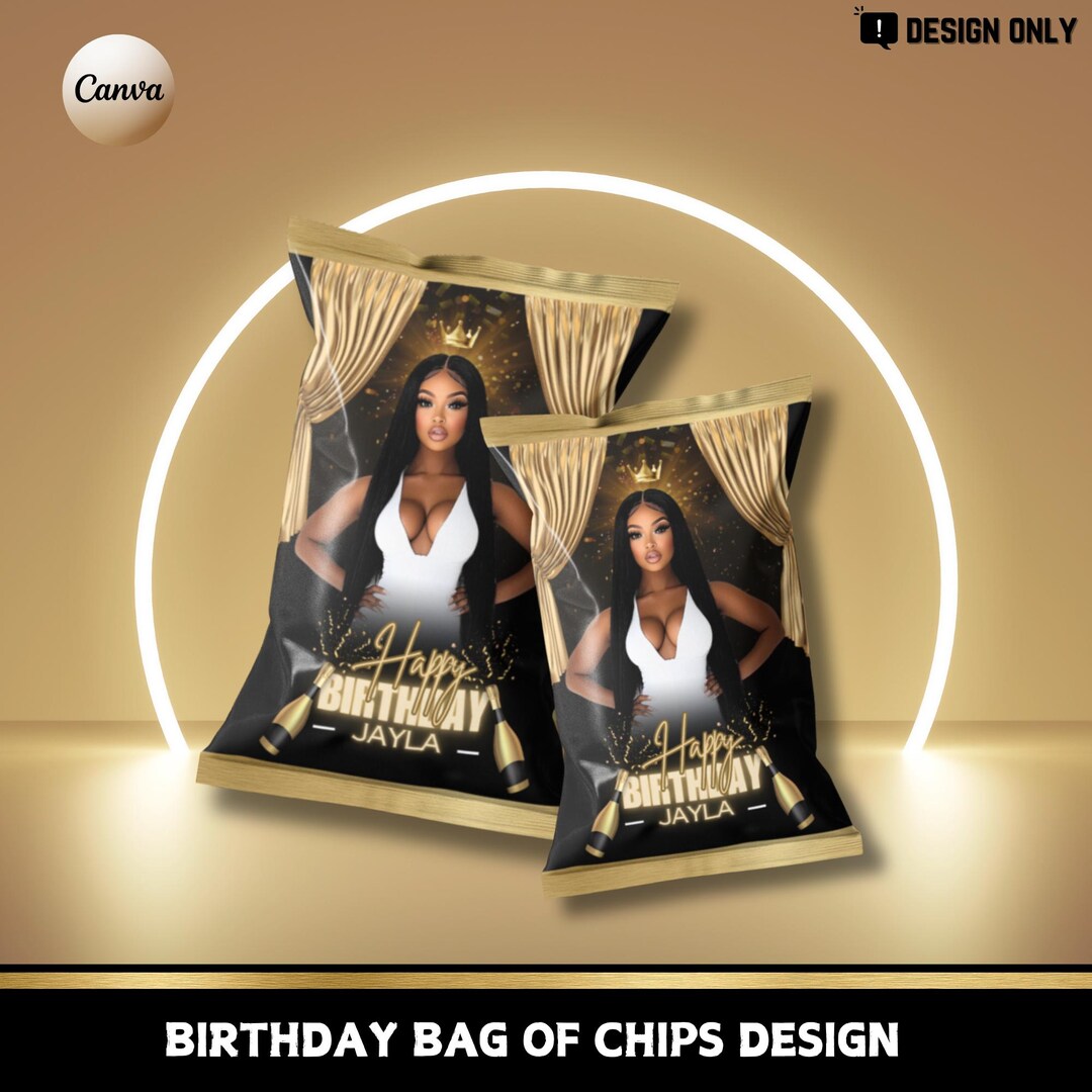 DIY Birthday Party Bag of Chips Design Template, Editable on Canva ...