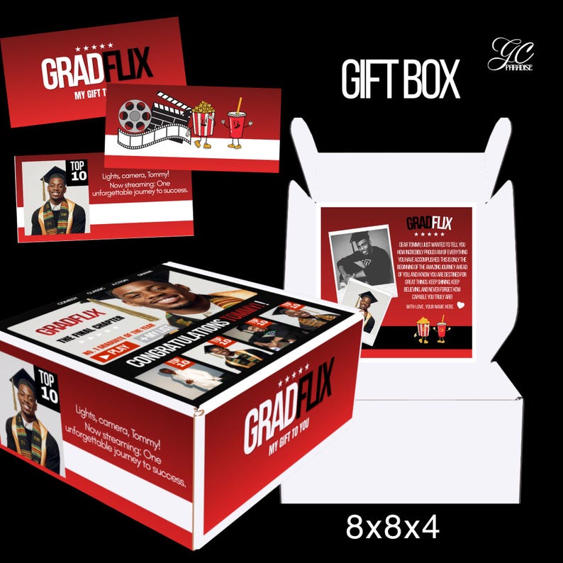 Netflix Graduation Gift Box Template, Canva Design, Senior 2026, Grad ...