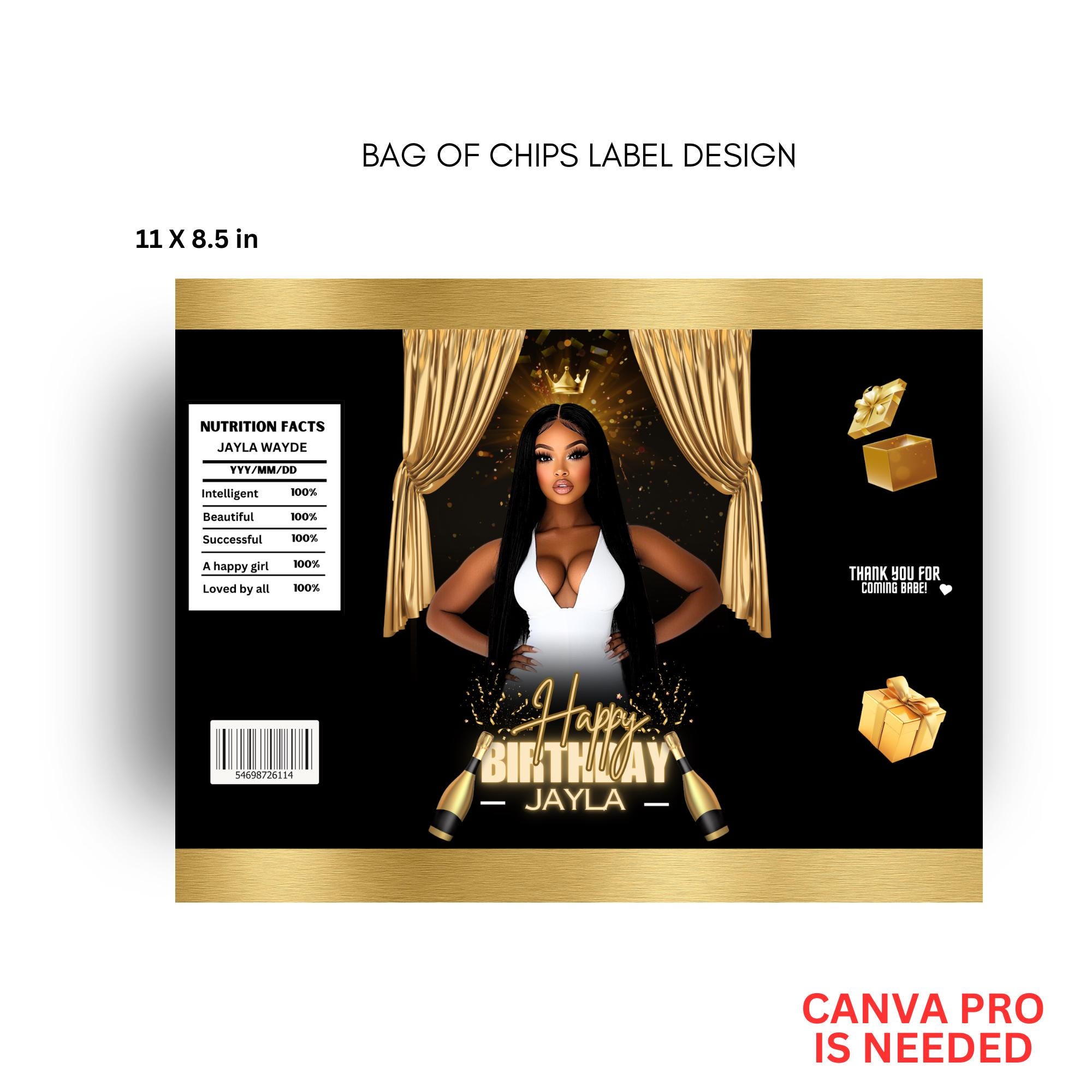 DIY Birthday Party Bag of Chips Design Template, Editable on Canva ...