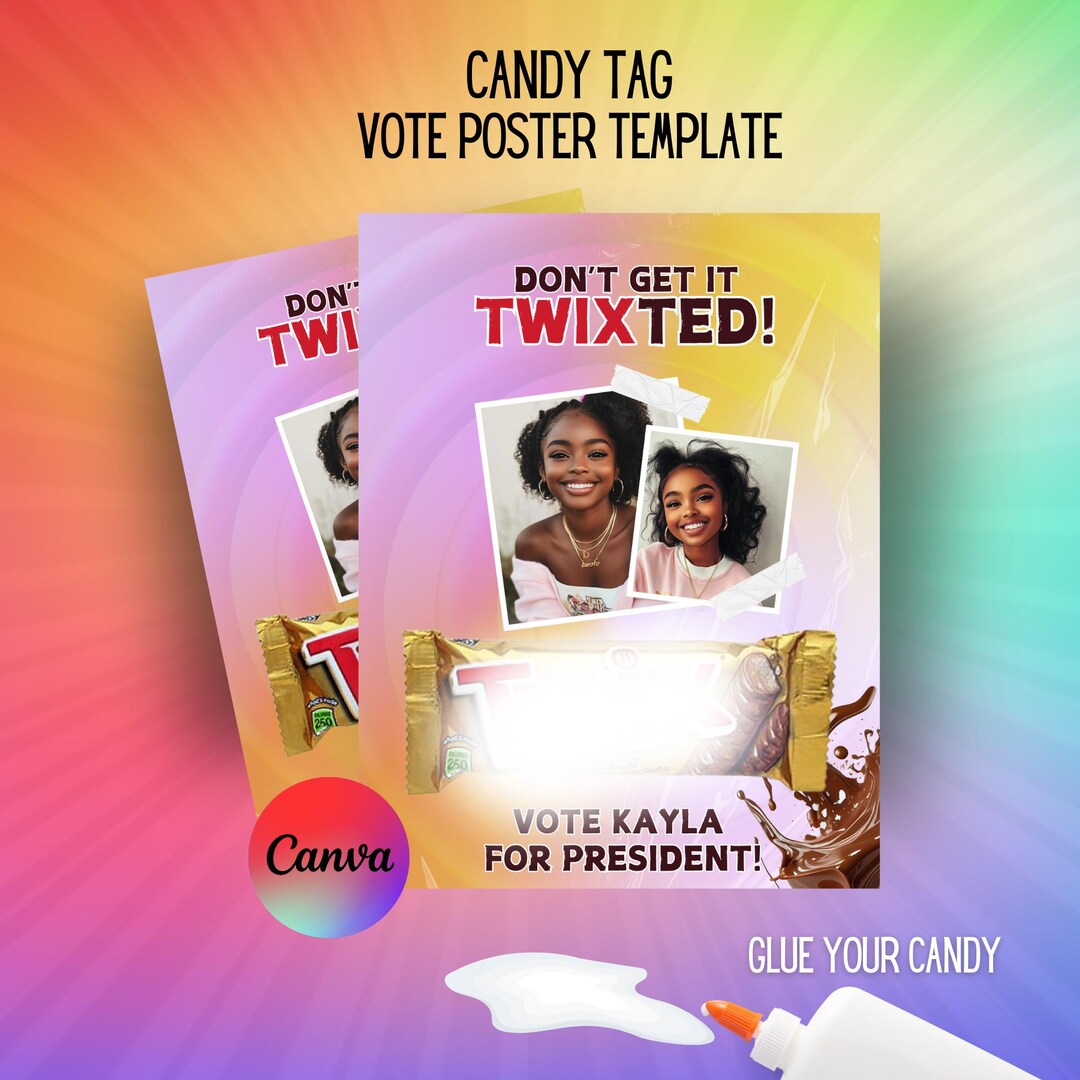DIY Candy Tag Card Template, Election Poster, Vote for Me Class ...