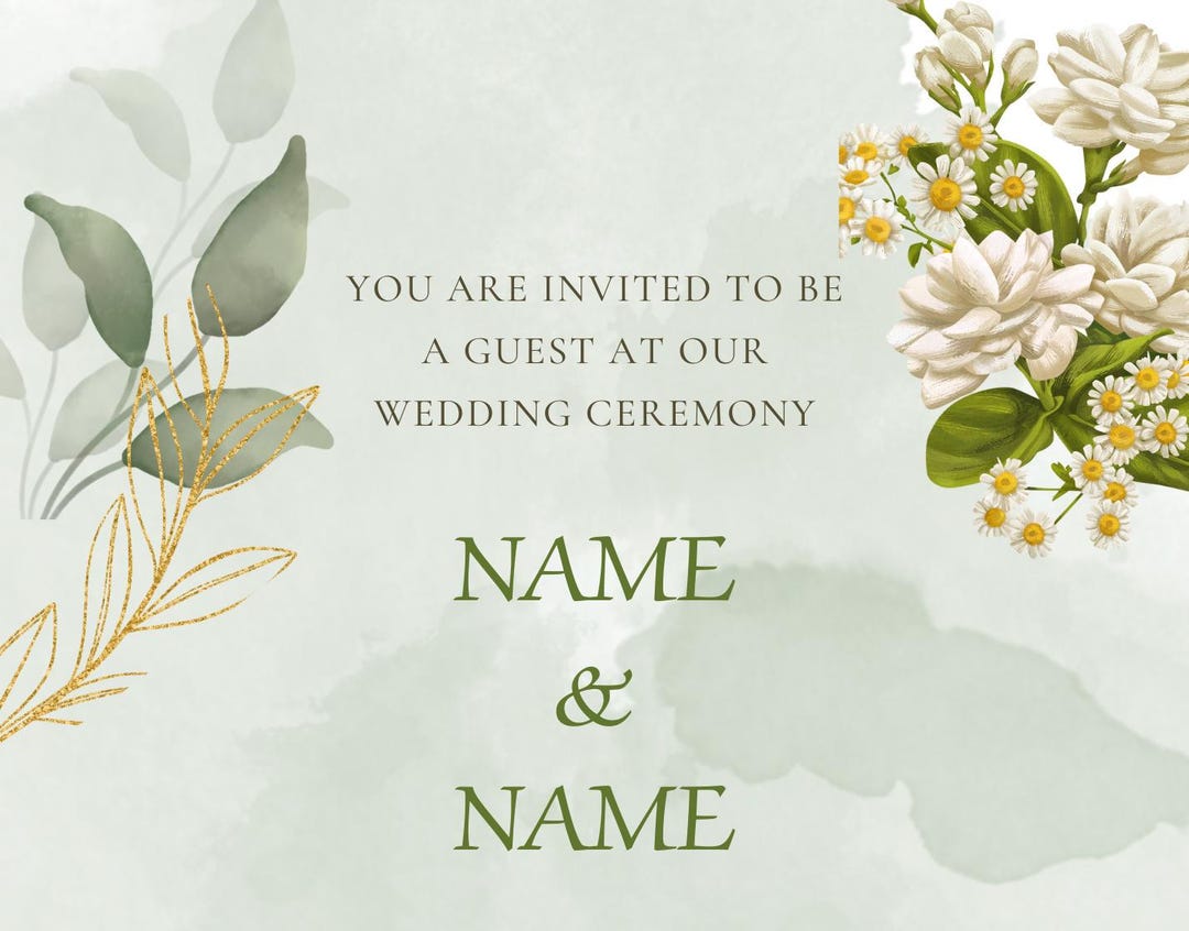 Green Floral Wedding Invitation - Etsy