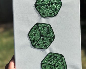 Bedazzled Rhinestone Dice Canvas Angel Numbers 777 Perfectlysparkly - Etsy