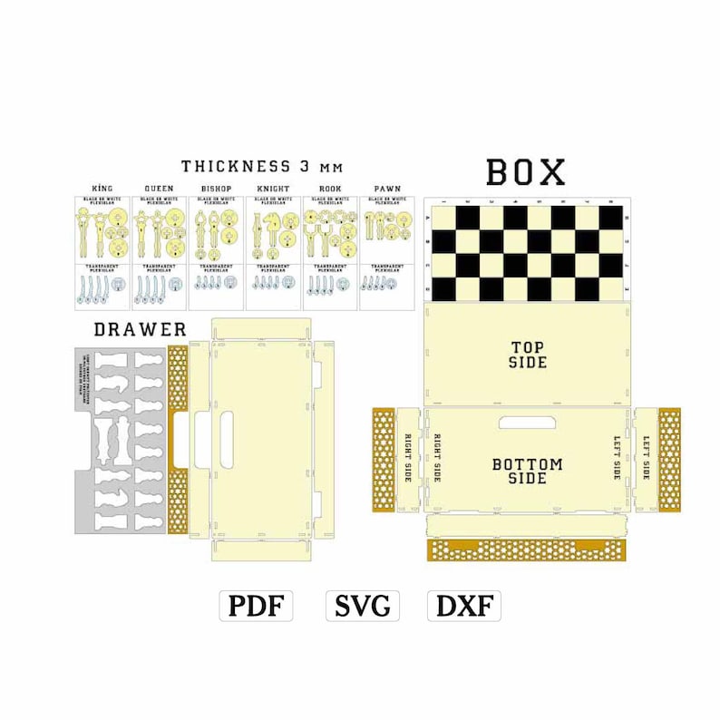 Chess Set Plan. Stylish and Unique With Its Special Box. - Etsy