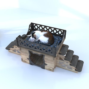 Terraced Cat House Plan: Medium Two-story Design (PDF, SVG, DXF, Ai) - Etsy