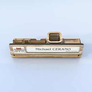 Customizable Desk Organizer With Name Plate, Notepad Holder and Pen ...