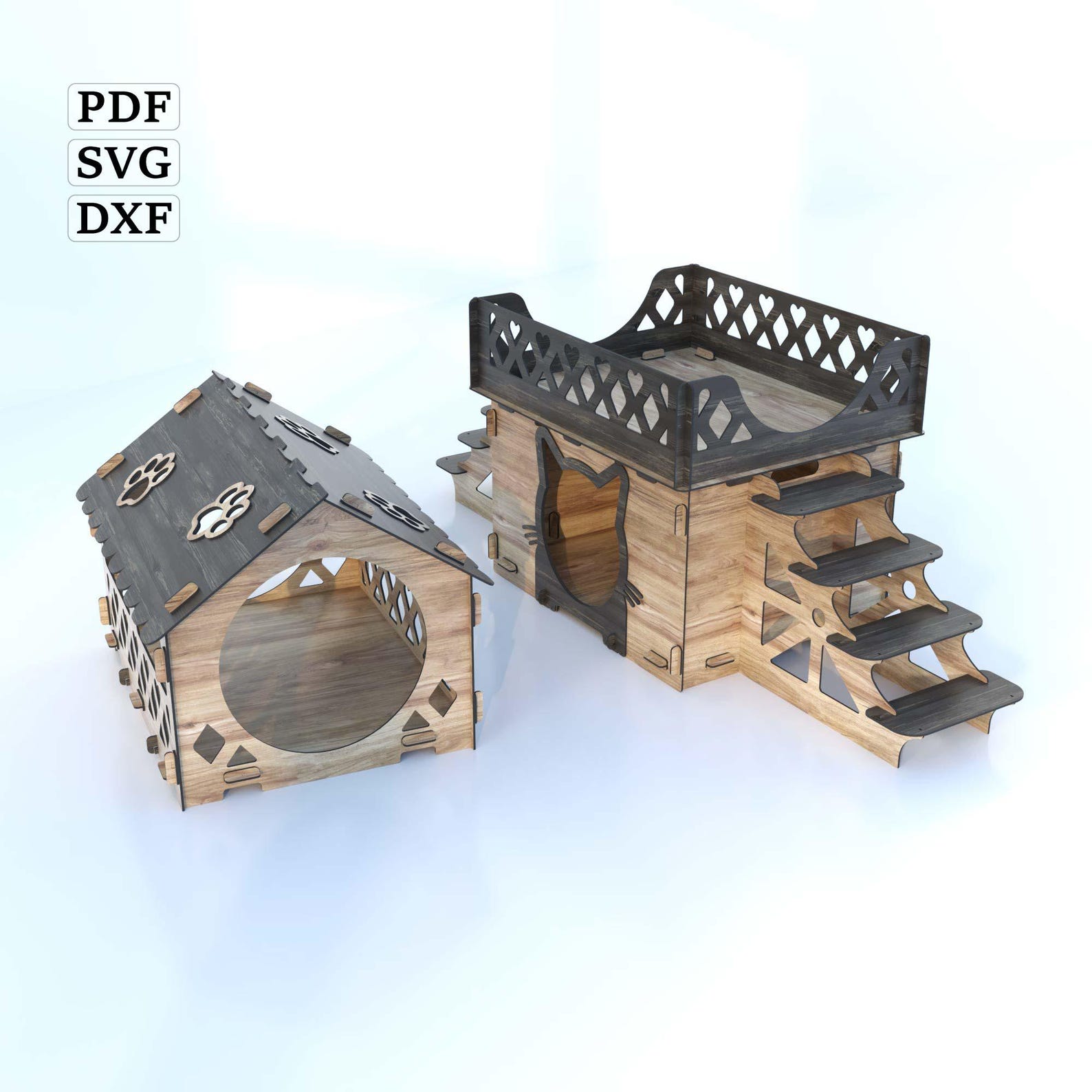 Terraced Cat House Plan, Medium Size, Designed for the Comfort of Your ...