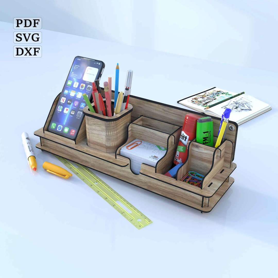 Customizable Desk Organizer With Name Plate, Notepad Holder and Pen ...