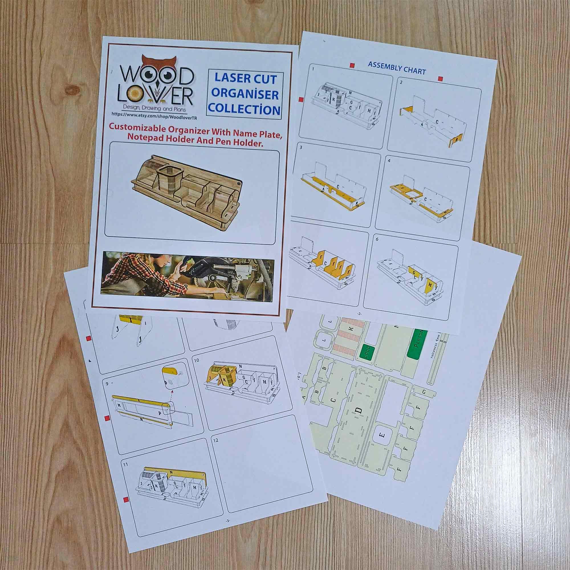 Customizable Desk Organizer With Name Plate, Notepad Holder and Pen ...