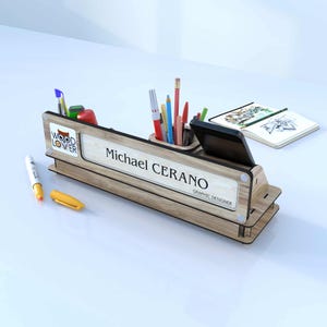 Customizable Desk Organizer With Name Plate (digital Download) - Etsy