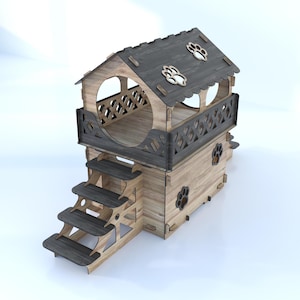Terraced Cat House Plan: Medium Two-story Design (PDF, SVG, DXF, Ai) - Etsy