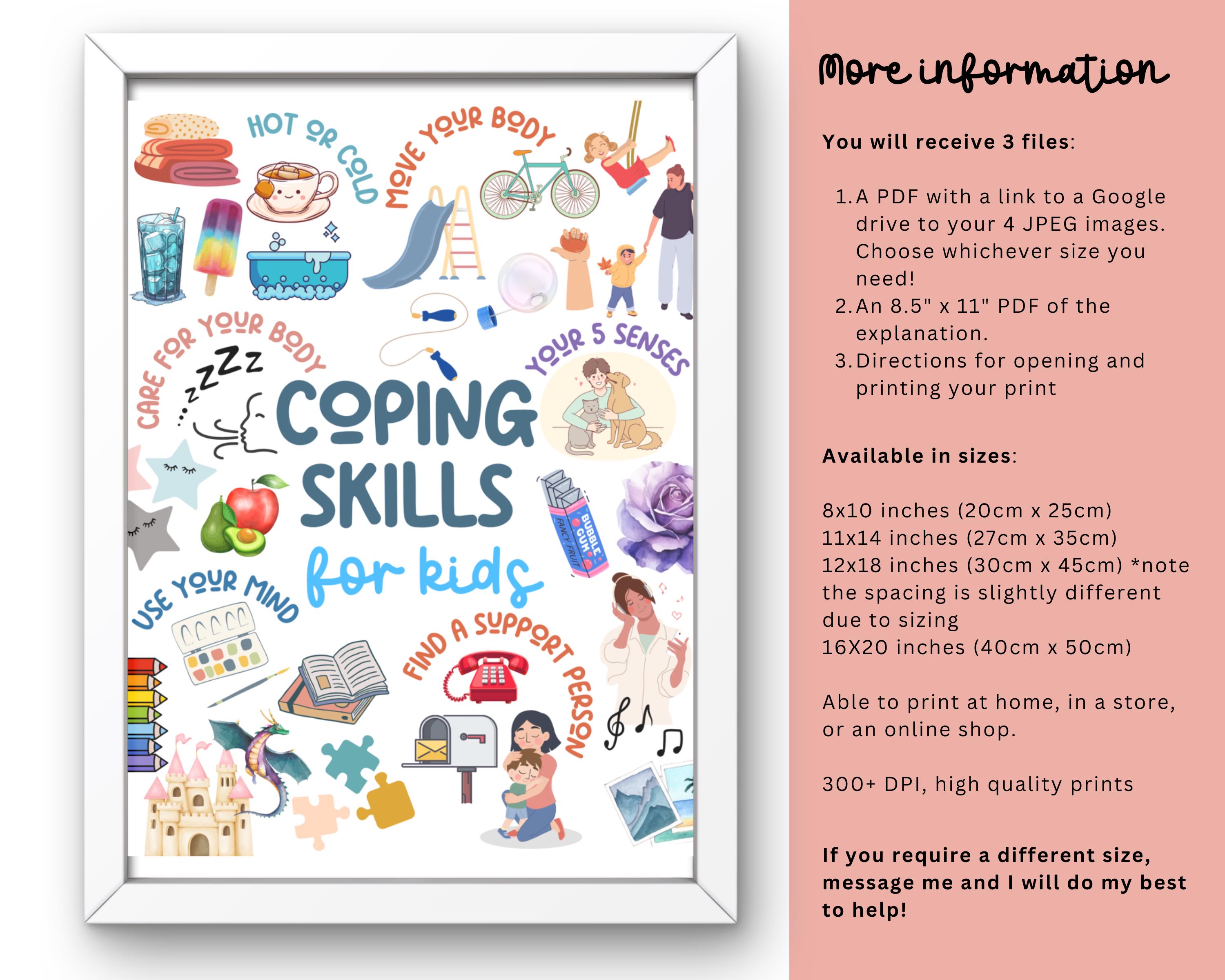Coping Skills Poster for Kids: Mental Health, Therapy Decor (digital ...