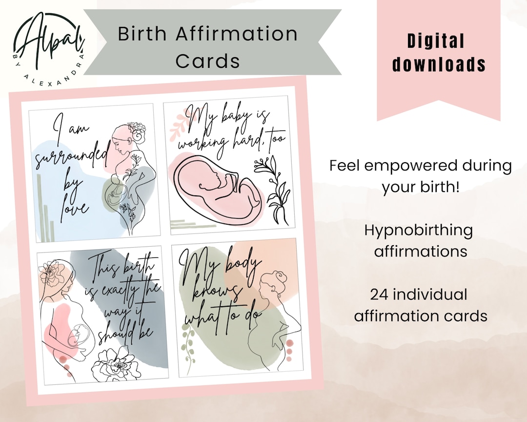 Birth Affirmation Cards, Printable Cards, Hypnobirthing Cards, PDF ...