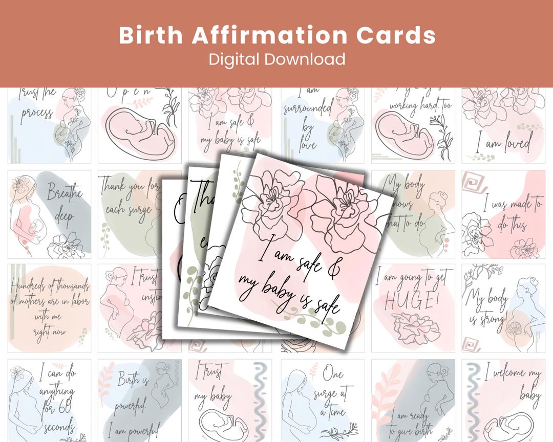 Birth Affirmation Cards, Printable Cards, Hypnobirthing Cards, PDF ...