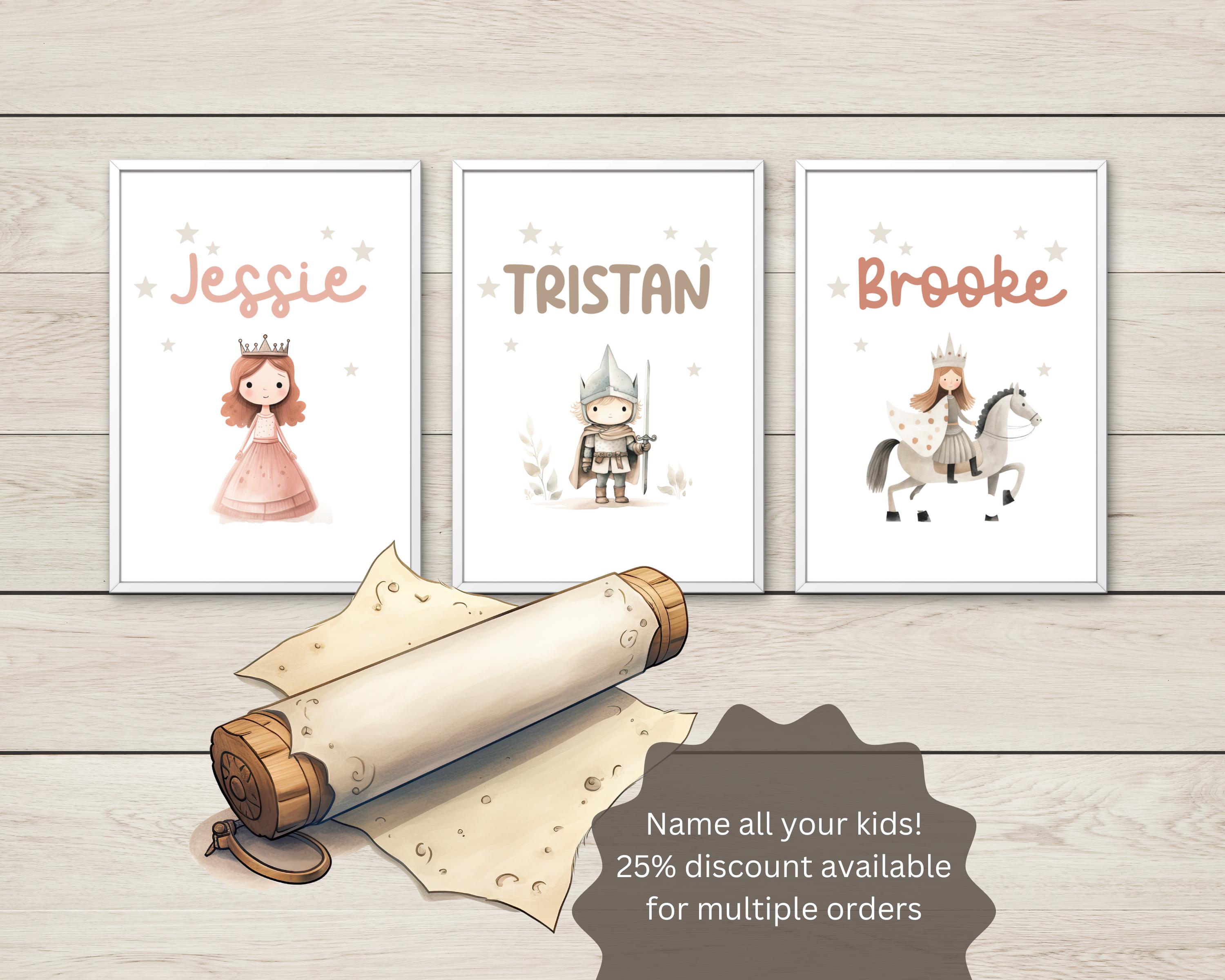 Personalized Knight Name Print: Custom Kids Room Decor (digital ...