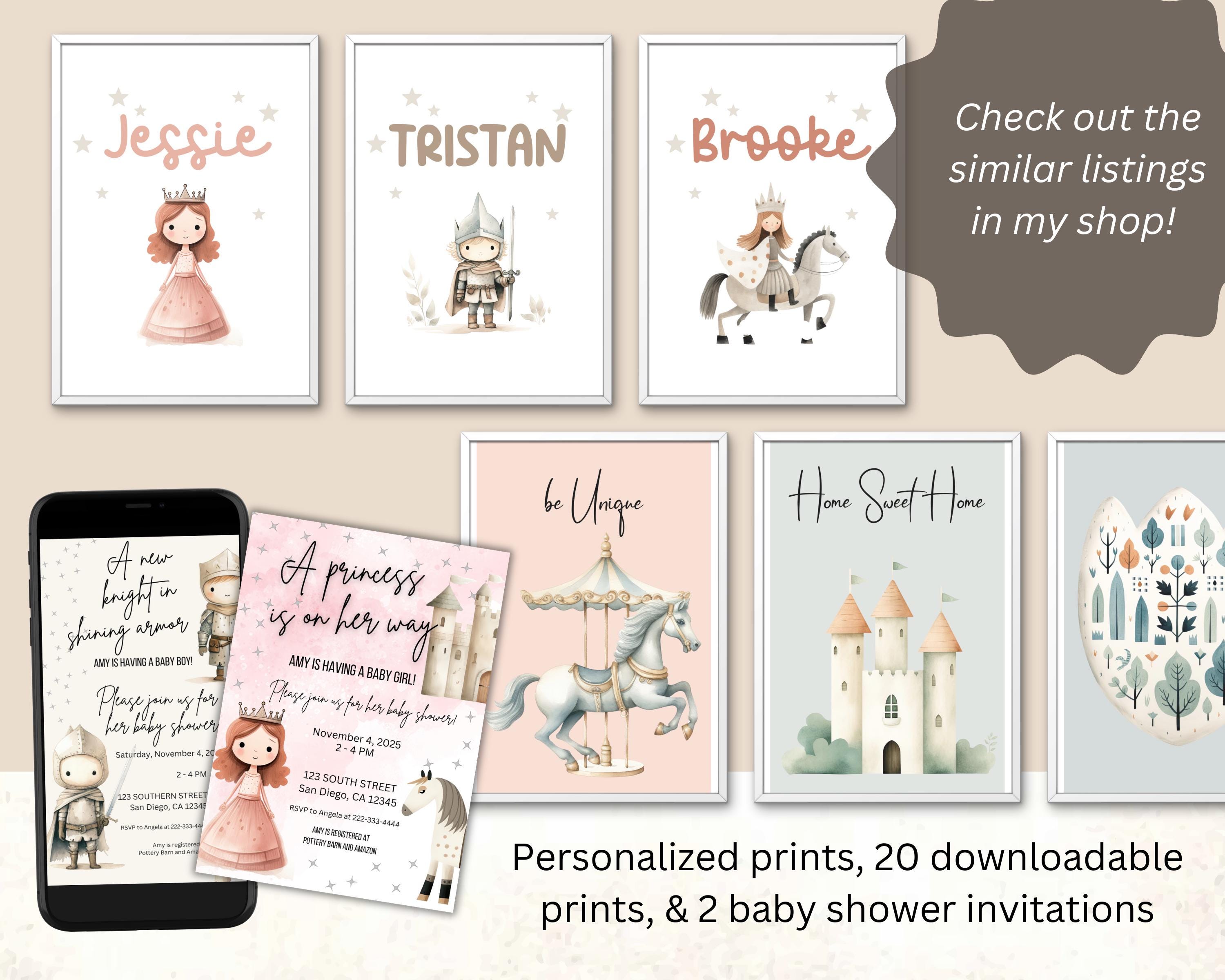 Personalized Knight Name Print: Custom Kids Room Decor (digital ...
