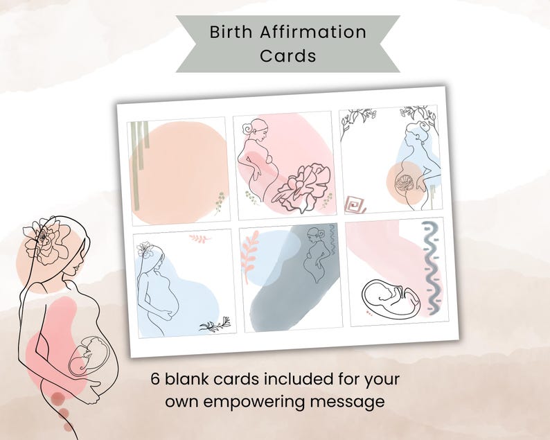 Birth Affirmation Cards, Printable Cards, Hypnobirthing Cards, PDF Printables, Pregnancy ...