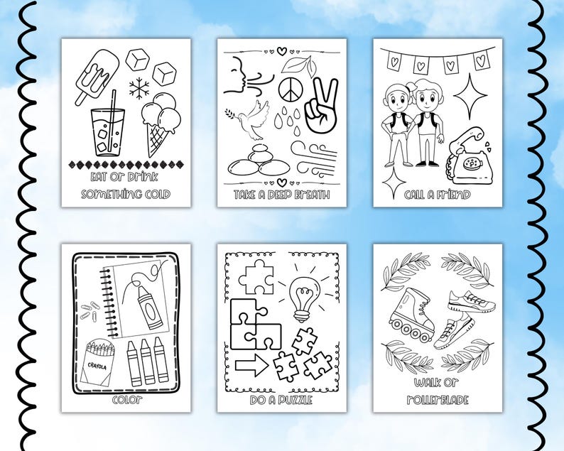 Coping Skills Coloring Pages: Stress Management for Kids (PDF) - Etsy