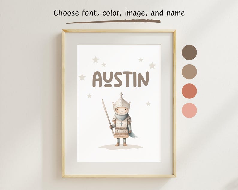 Personalized Knight Name Print: Custom Kids Room Decor (digital ...
