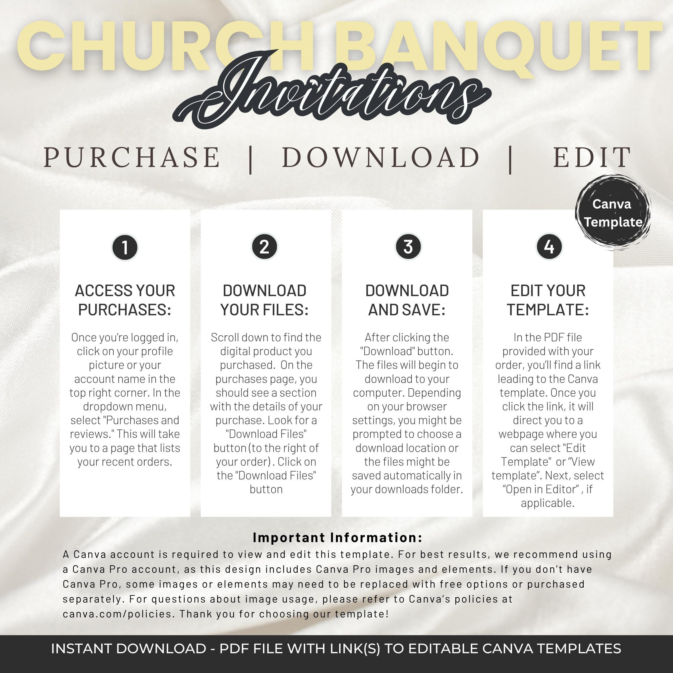 Editable Church Banquet Invitation| Church Event Invite| Church ...