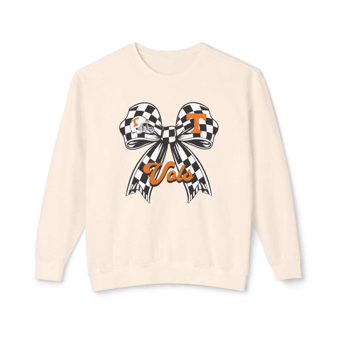 Brooke and Bear UT Volunteers Checkerboard Bow Sweatshirt, Tennessee ...