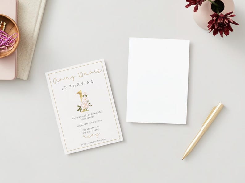 Editable First Birthday Invitation Template Customizable Digital ...