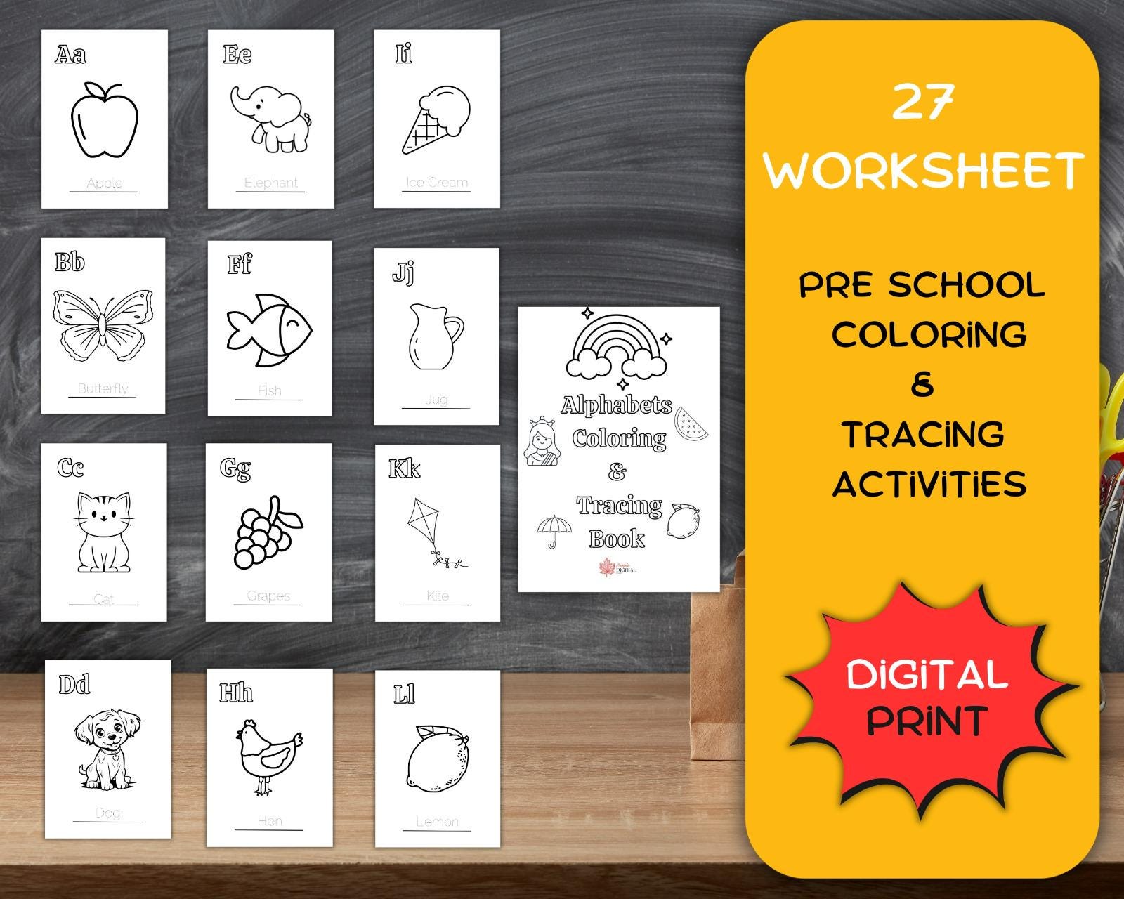 Alphabet Coloring & Tracing Book | Pre-school Activity Book | Printable ...