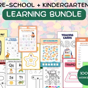 Printable Bundle of 1000+ Pre-school + Kindergarten Activity Worksheets ...