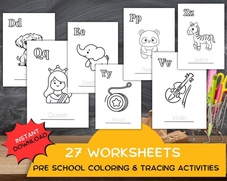 Alphabet Coloring & Tracing Book | Pre-school Activity Book | Printable ...