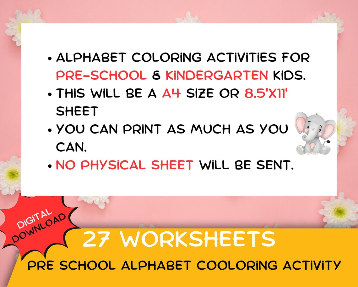 Printable Alphabet Coloring Book | Pre-school Activity Book | 27 ...