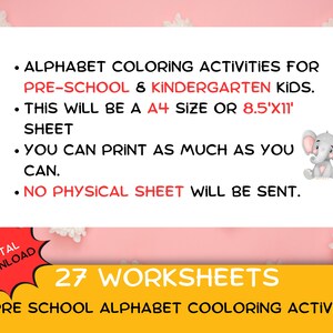 Printable Alphabet Coloring Book | Pre-school Activity Book | 27 ...