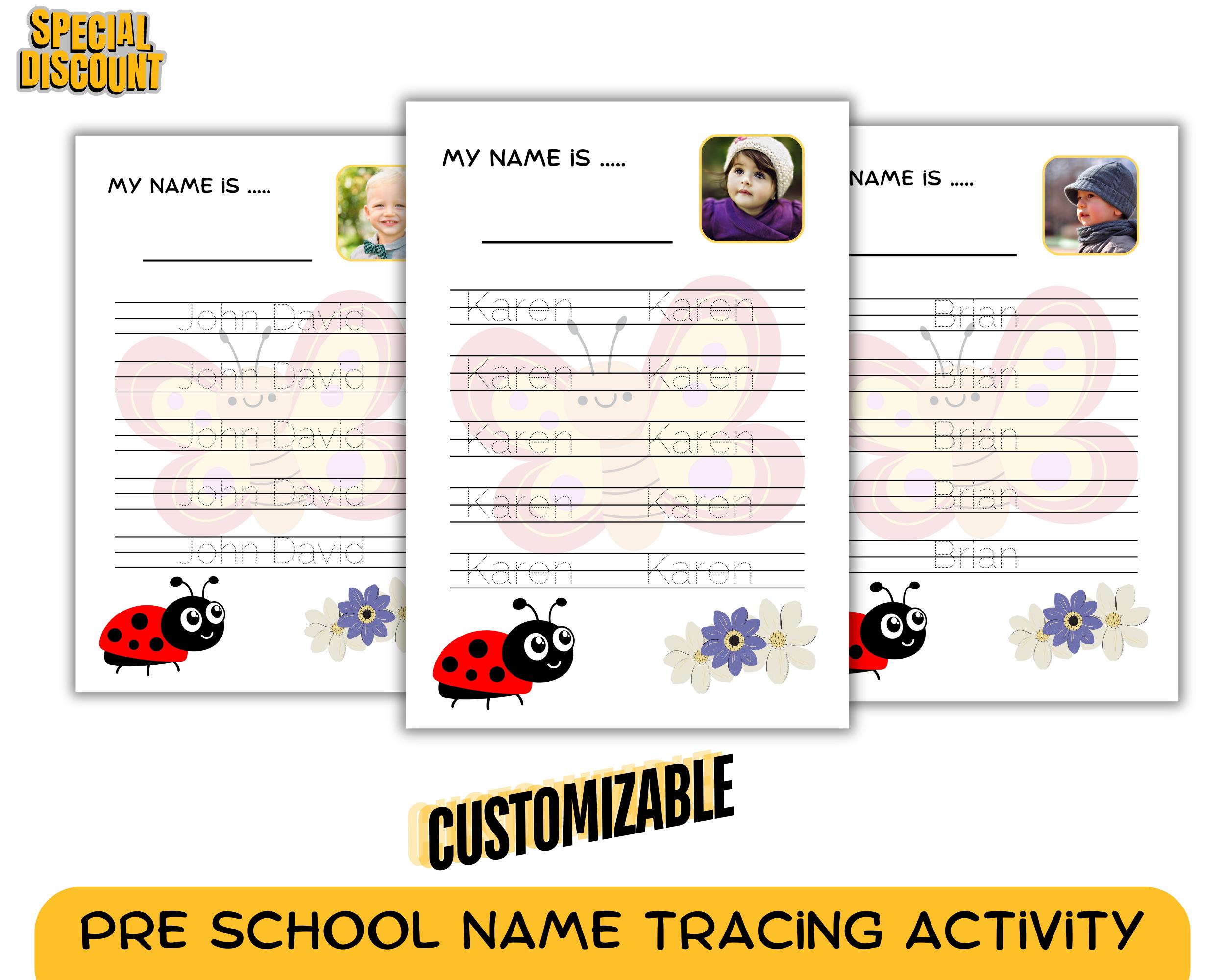 Customizable Name Tracing Activity for Kids With Their Picture | Name ...