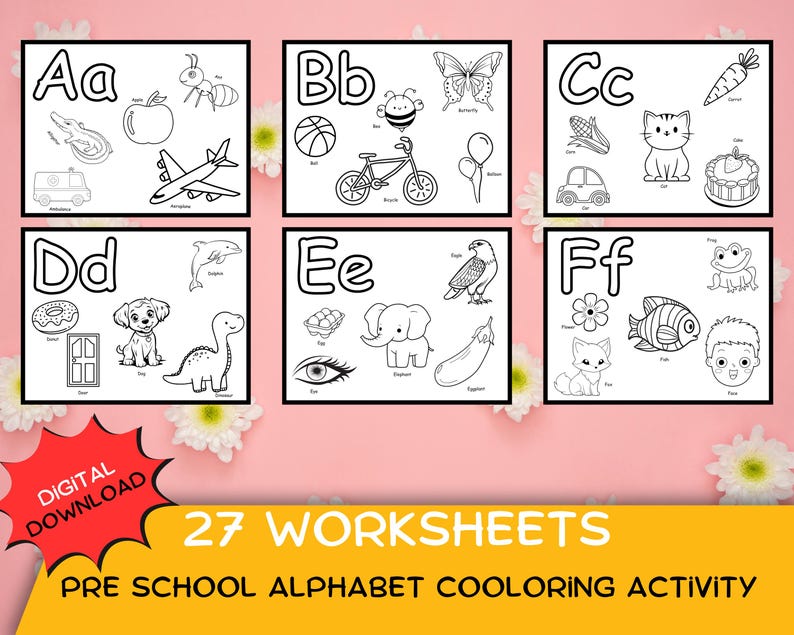 Printable Alphabet Coloring Book | Pre-school Activity Book | 27 ...