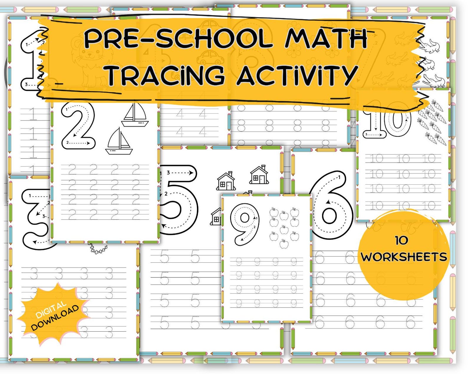 Number Tracing Printables | Numbers and Counting | Pre-school ...