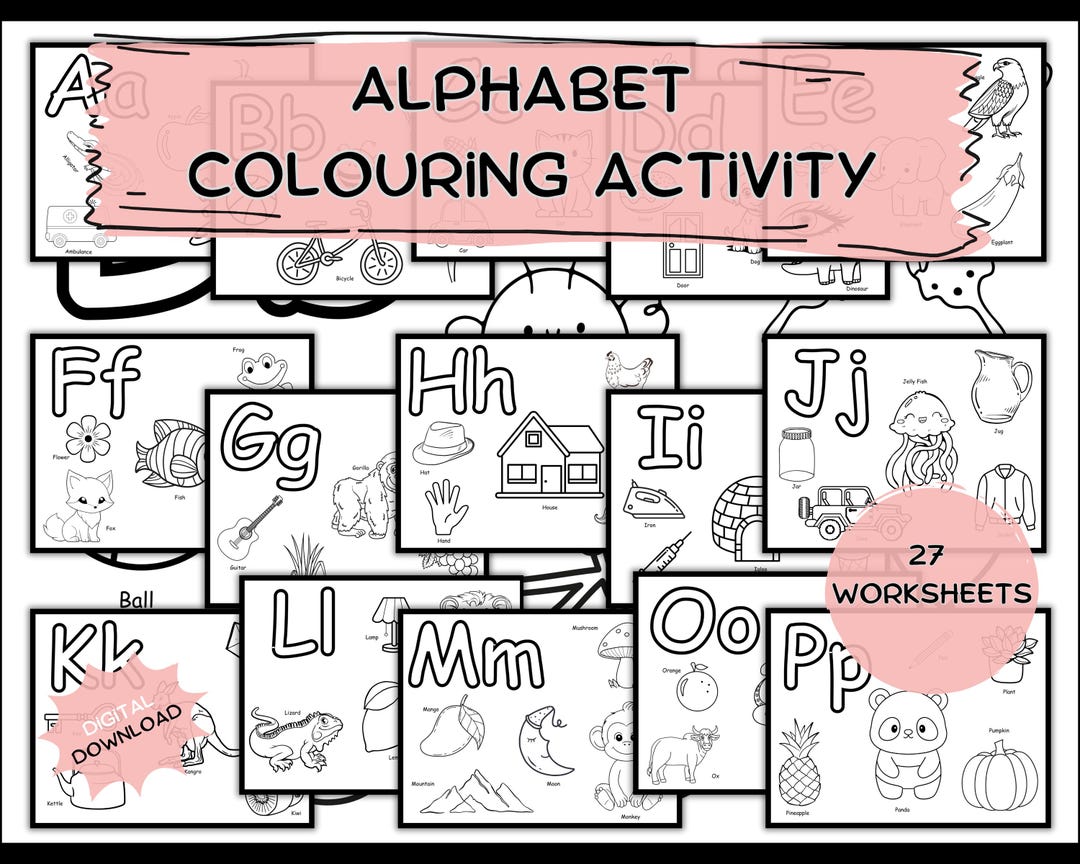 Printable Alphabet Coloring Book | Pre-school Activity Book | 27 ...