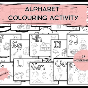 Printable Alphabet Coloring Book | Pre-school Activity Book | 27 ...