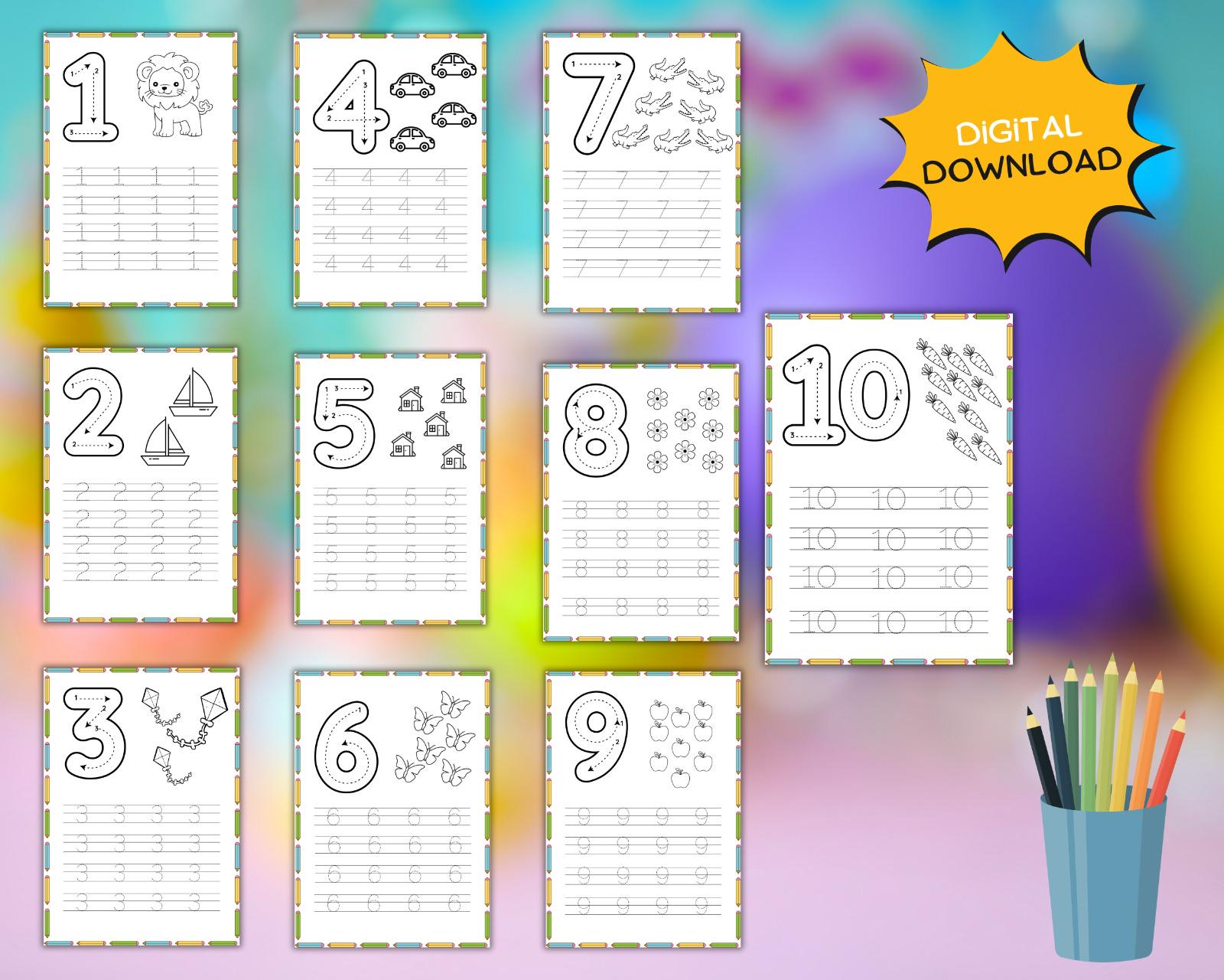 Number Tracing Printables | Numbers and Counting | Pre-school ...